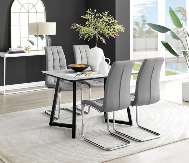 Carson White Marble Effect Dining Table & 4 Murano Chairs by ...