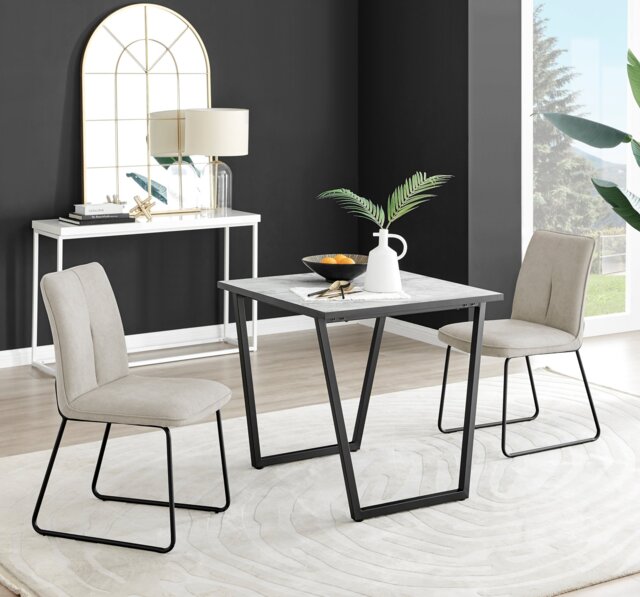 Carson White Marble Effect Square Dining Table & 2 Halle Chairs by ...
