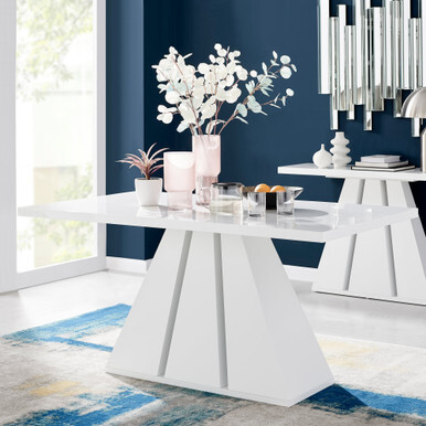 Athens 6 White Gloss Dining Table by FurnitureBox | ufurnish.com