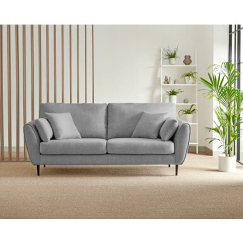 Ida 3 Seater Grey Recycled Fabric Sofa by FurnitureBox | ufurnish.com