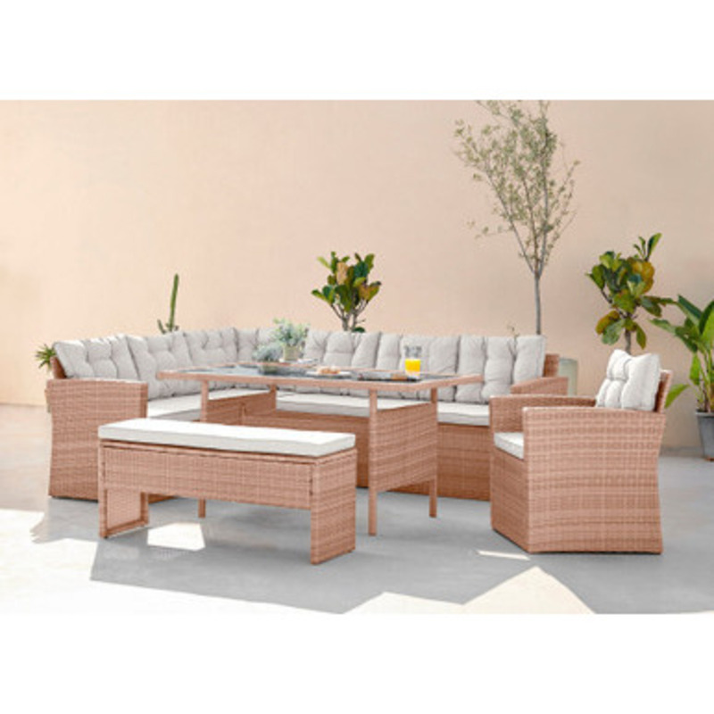 Marbella Beige Rattan 9 Seat Dining Set - Garden by FurnitureBox ...