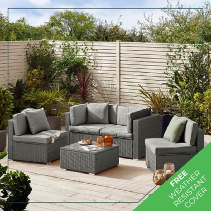 Orlando Grey Rattan 4 Seat Outdoor Sofa by FurnitureBox | ufurnish.com