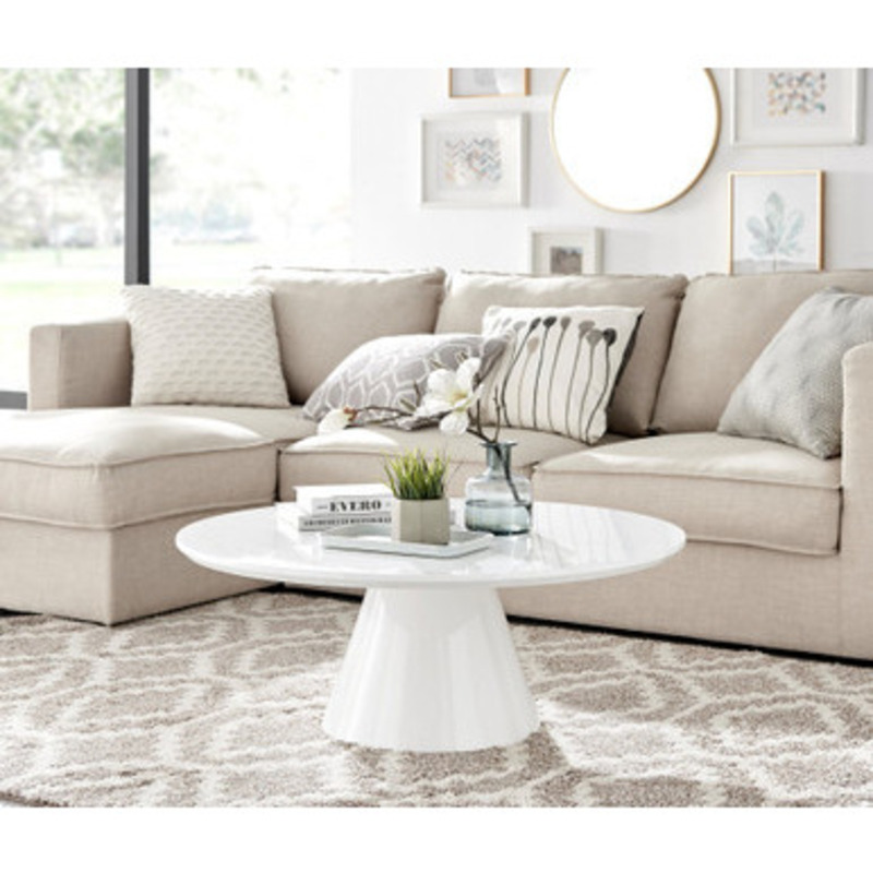 Palma Round White Gloss Coffee Table by FurnitureBox | ufurnish.com