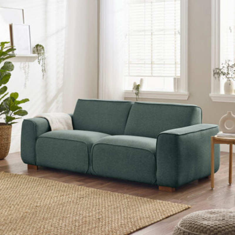 Petra Sofa 3 Seater Recycled Fabric Green by FurnitureBox | ufurnish.com