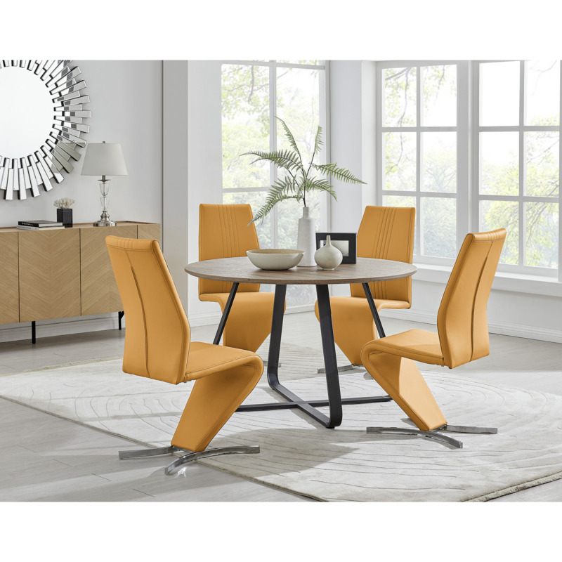 Round Brown Wood Dining Table & 4 Willow Chairs - Furniturebox by ...