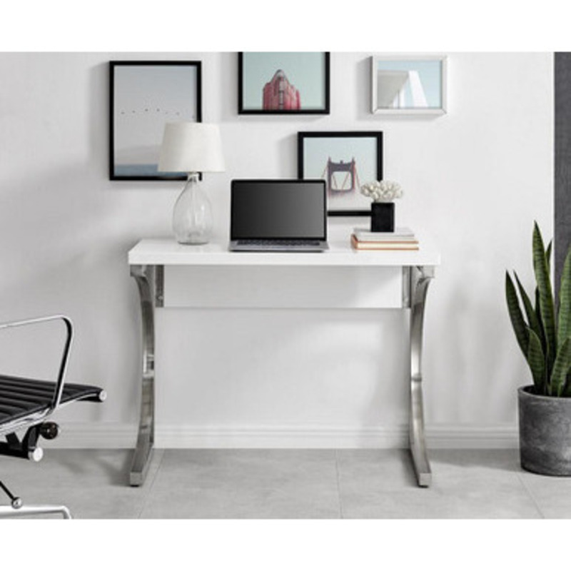 Valencia White High Gloss Office Desk - 100cm by FurnitureBox ...