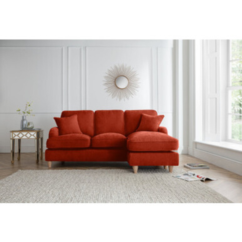 Piper Apricot Orange Velvet Right Hand Chaise Longue Sofa by ...