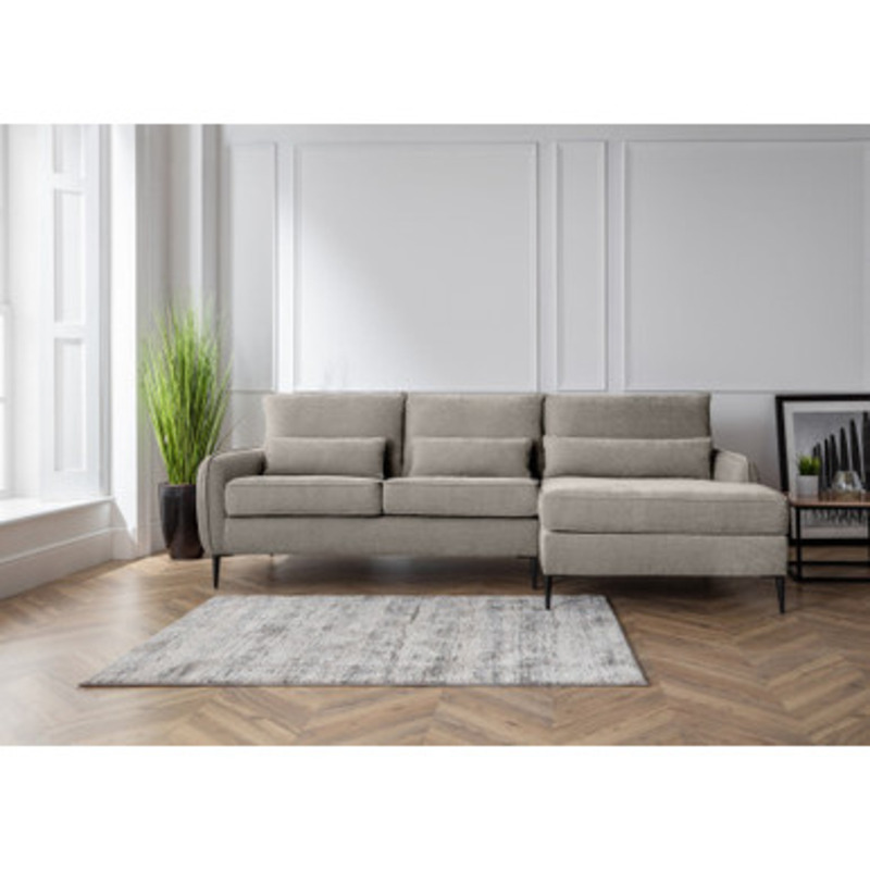 Harry Luxury 'Putty' Beige Velvet Chaise Longue Sofa by FurnitureBox ...