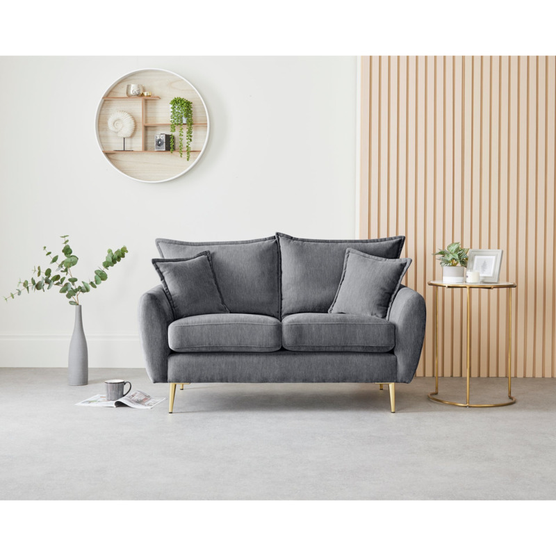 Edna Upholstered Velvet 2 Seater Sofa in Charcoal by FurnitureBox ...