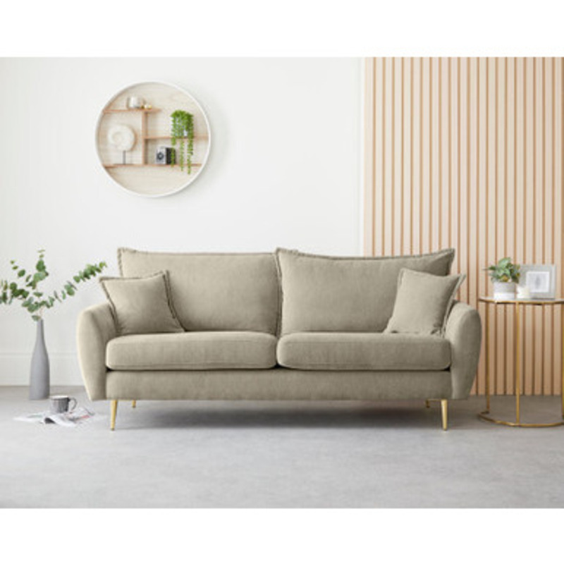 Edna Velvet 3 Seater Sofa in Putty Beige - Furniturebox UK by ...
