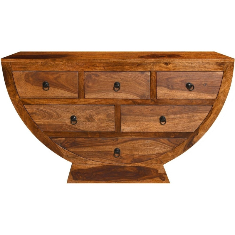 Diva Sheesham Half Round Bowl 6 Drawer Chest by Furntastic | ufurnish.com