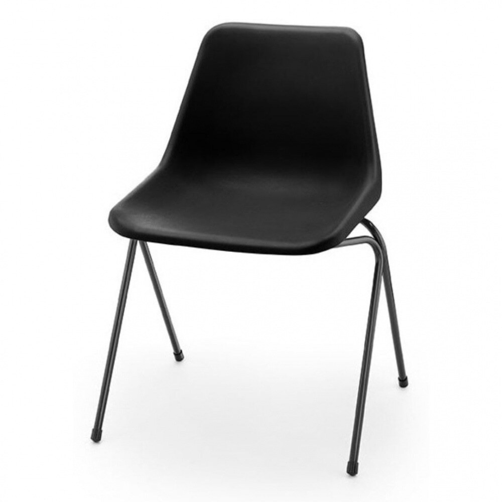 Hille Black Robin Day Poly Side Plastic Chair leg colour: Chrome Effect ...
