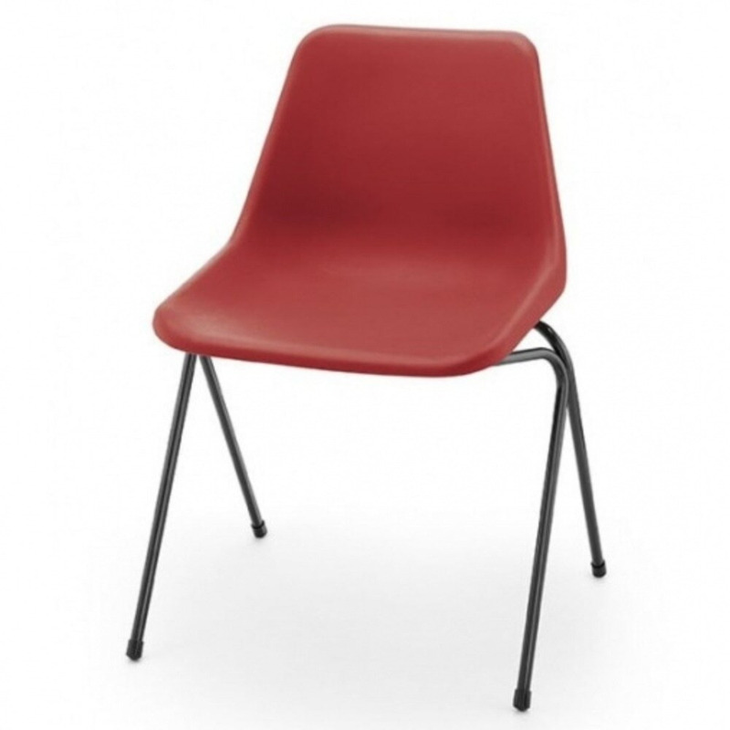 Hille Red Robin Day Poly Side Plastic Chair leg colour: Chrome Effect ...