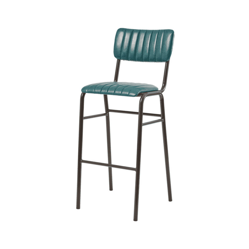 Fusion Living Core Vintage Teal Bar Stool With Metal Legs Colour ...