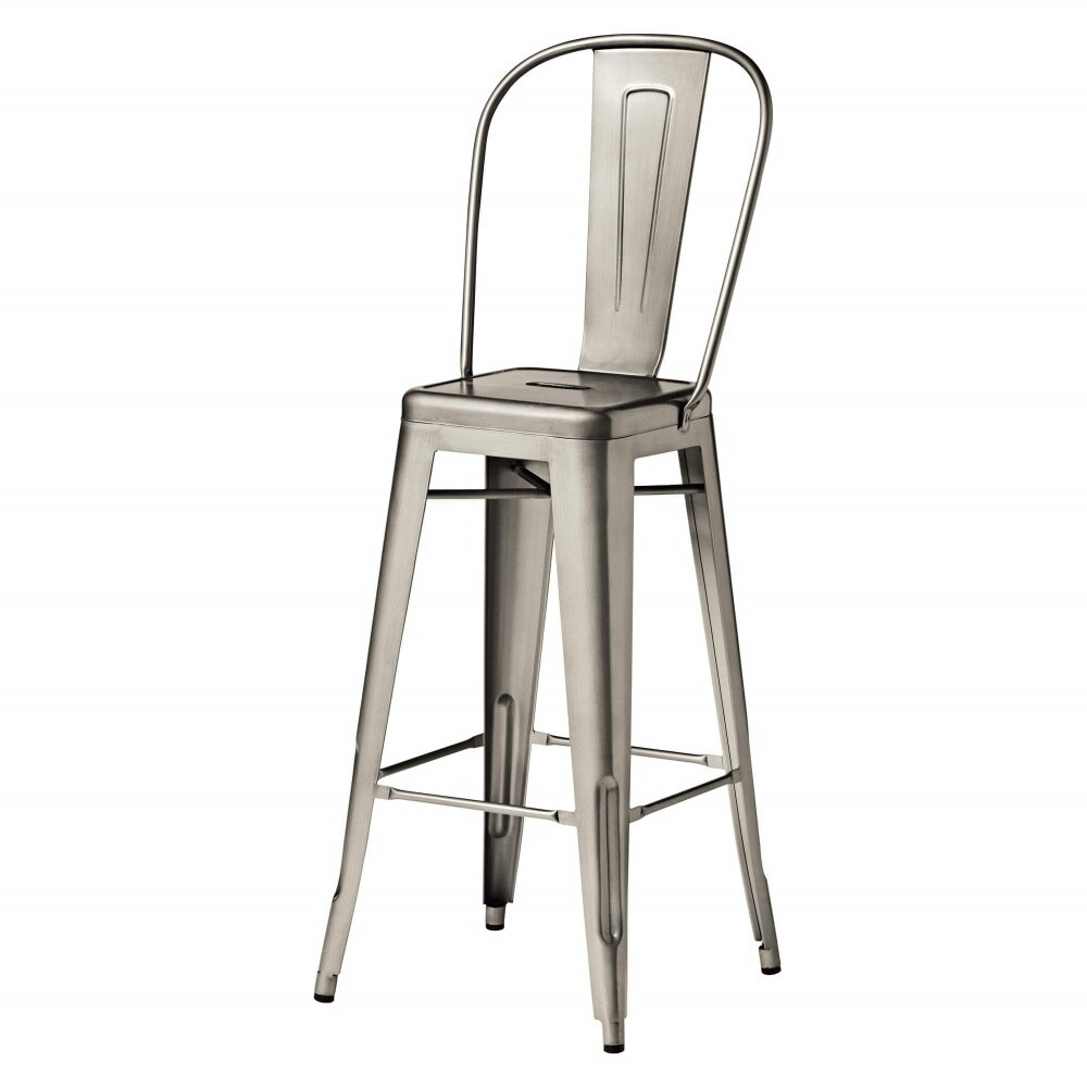 Fusion Living Marcel Gun Metal Powder Coated Steel Bar Stool Colour ...