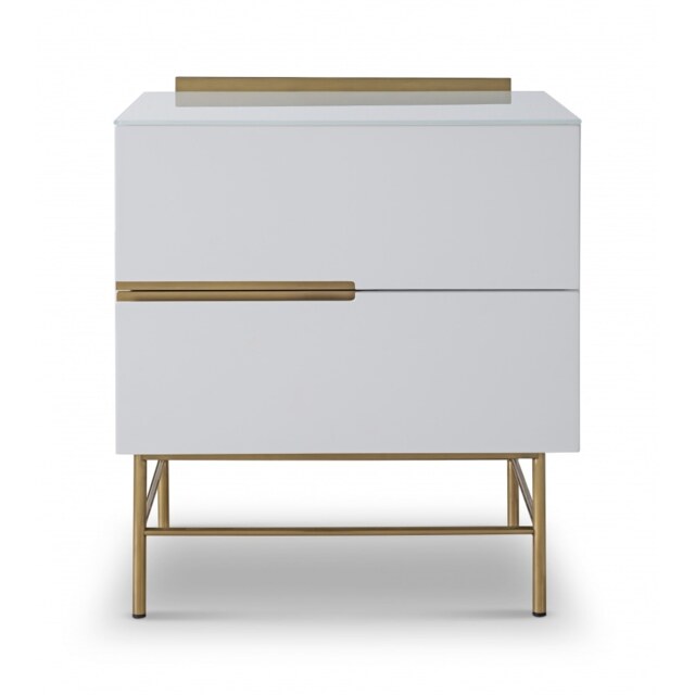 Gillmore Sleek - Contemporary Two Drawer Narrow Chest In White With ...