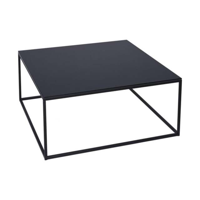 "Gillmore Black Glass and Black Metal Contemporary Square Coffee Table ...