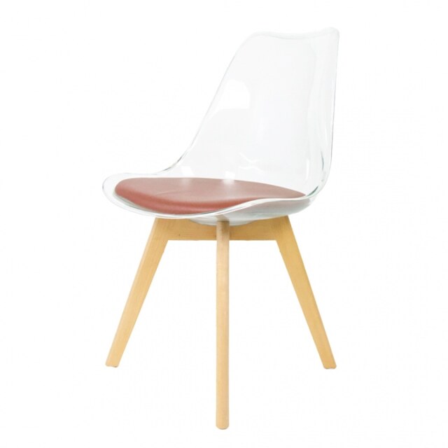"Fusion Living Soho Clear and Chocolate Plastic Dining Chair with ...