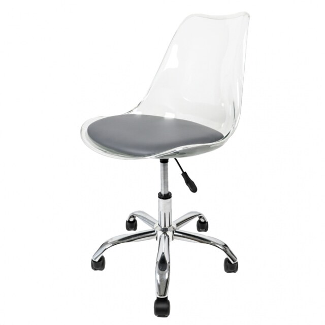 Fusion Living Soho Clear and Dark Grey Plastic Desk Chair with Swivel ...