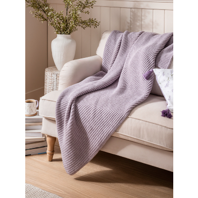 Stacey Solomon Plain Lilac Textured Throw - 120cm x 150cm by George at ...