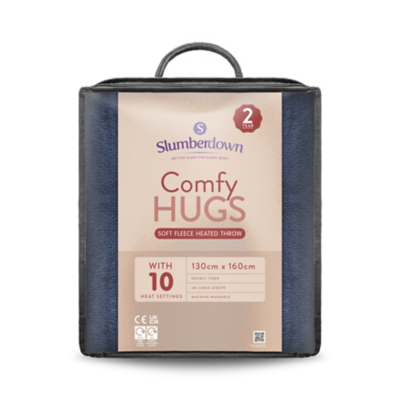 Navy Slumberdown Comfy Hugs Heated Throw -130cm x 160cm by George at ...