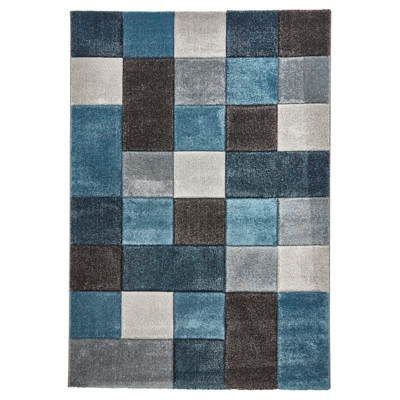 Think Rugs Brooklyn Myriad Blue Carved Rug by George at ASDA | ufurnish.com