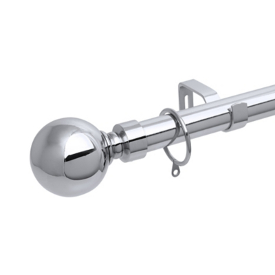 A-International Silver Extendable Curtain Pole with Plain Ball Finials ...