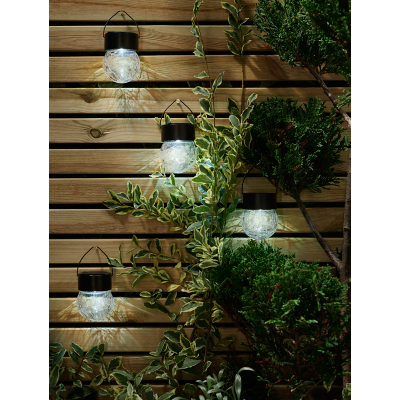 White LED Hanging Crackle Solar Light - Set of 4 by George at ASDA ...