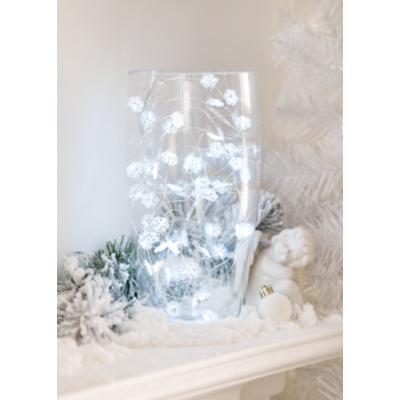 50 White LED Snowflake Copper Wire String Lights by George at ASDA ...