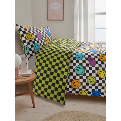 Black Checkerboard Smiley Face Duvet Set by George at ASDA | ufurnish.com