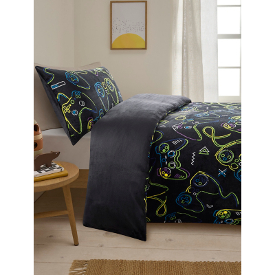 Black Gaming Cosy Fleece Duvet Set by George at ASDA | ufurnish.com