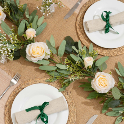 Scottish Everlastings 150cm Artificial Eucalyptus and Rose Garland by ...