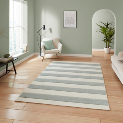 Catherine Lansfield Sage Cove Stripe Modern Linear Rug by George at ...
