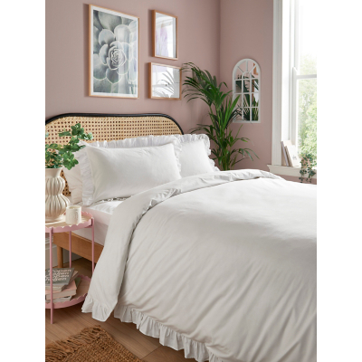 White Plain Frill Trim Duvet Set by George at ASDA | ufurnish.com
