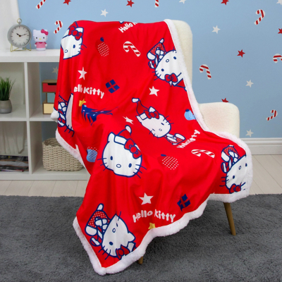Hello Kitty Christmas Sherpa Blanket - 100cm x 150cm by George at ASDA ...