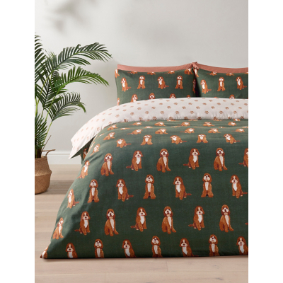 Green Rust Cockapoo Print Reversible Duvet Cover by George at ASDA ...