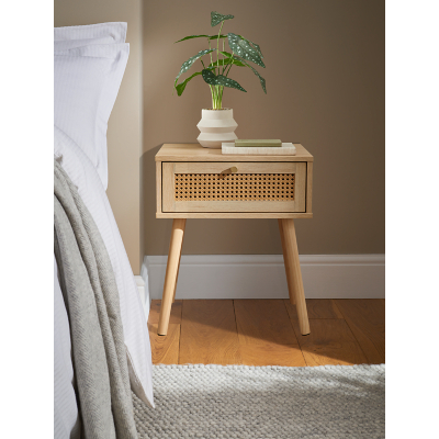 Natural Rattan bedside table with Drawer by George at ASDA | ufurnish.com