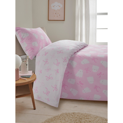 Pink Halloween Bow Ghost Reversible Duvet Set by George at ASDA ...