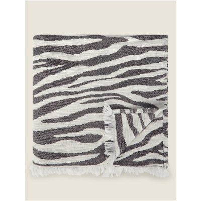 Grey Zebra Print Throw - 120cm x 150cm by George at ASDA | ufurnish.com