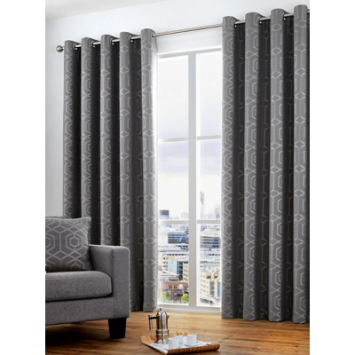Curtina Camberwell Jacquard Graphite Eyelet Curtains by George at ASDA ...