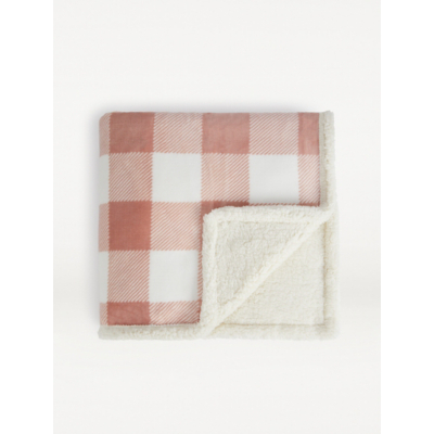 Pink Check Sherpa Throw - 120cm x 150cm by George at ASDA | ufurnish.com
