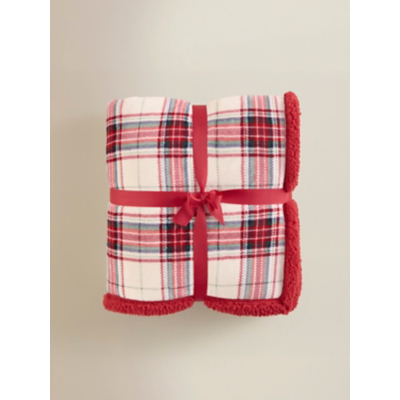 Red Check Sherpa Throw - 120cm x 150cm by George at ASDA | ufurnish.com