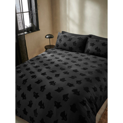 Black Jacquard Microfibre Ghost Print Duvet Set by George at ASDA ...