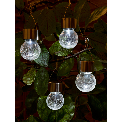 White Solar-powered Hanging Crackle Lights - Set of 4 by George at ASDA ...
