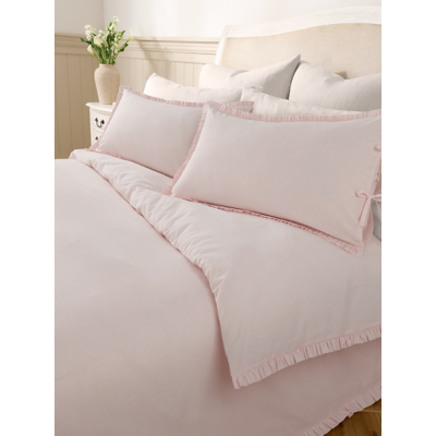 Stacey Solomon Pink Stripe Ruffle Trim 100% Cotton Duvet Set by George ...