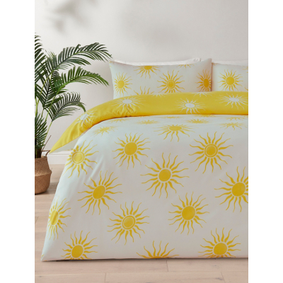 White & Yellow Sunburst Microfibre Duvet Set by George at ASDA ...