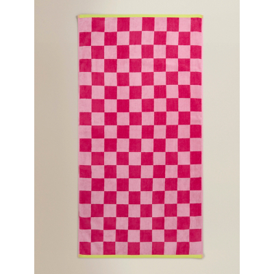 Pink Checkerboard Design Cotton Beach Towel by George at ASDA ...
