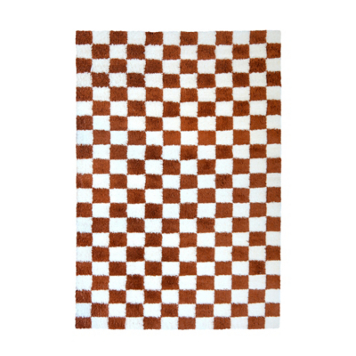 maker Checkerboard Terracotta Shaggy Rug by George at ASDA | ufurnish.com