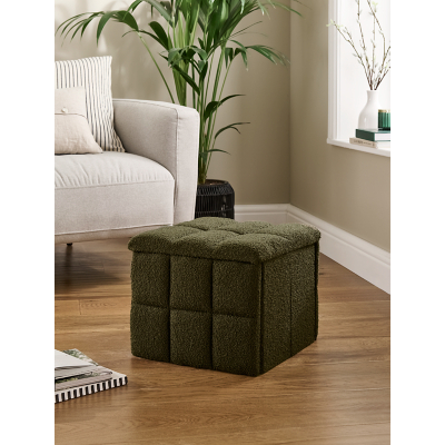 Dark Green Boucle Padded Stool by George at ASDA | ufurnish.com