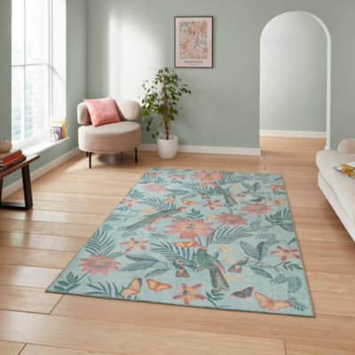 Catherine Lansfield Green Tropical Birds Washable Rug by George at ASDA ...